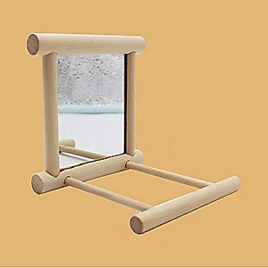 Bluelans Funny Wooden Bird Toy Mirror Stand Platform Toys for Parrots Cockatiel Vogel Xmas Gifts
