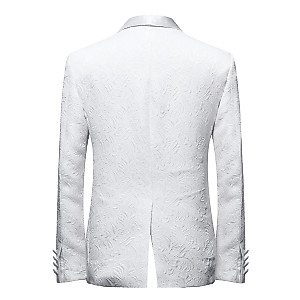 YFFUSHI Mens 1 Button 2 Piece White Tuxedo Shawl Collar Skinny Dress,Beige,X-Large