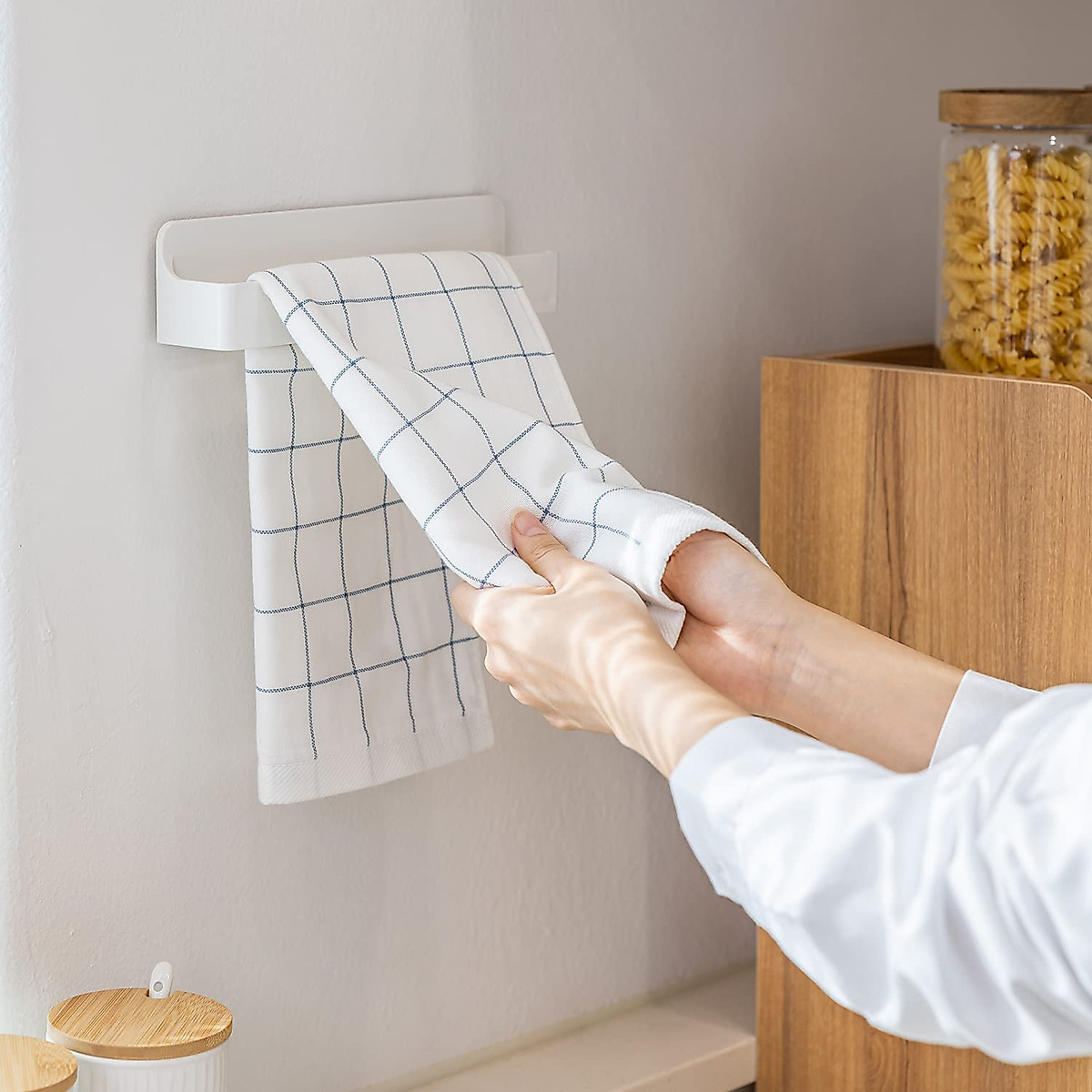 Carrotez Wall-Mounted Unscrewed Magnetic Easy Installation Towel Bar, Towel bar for Bathroom, Hanging bar for Kitchen - White