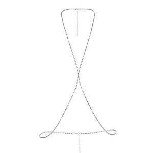 Acenail Boho Sexy Beach Body Chain Crystal Bikini Belt Chains Summer Rhinestone Bra Chain Waist Body Jewelry for Women (Silver)