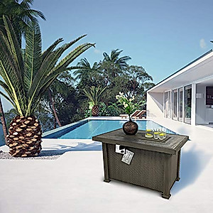 Propane Fire Fit Table, Summerville 42 inch Gas Fire Table Outdoor Smokeless Square 50,000 BTU Auto-Ignition Firepits with Lava Stone for Patio,Garden,Backyard