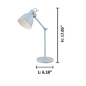EGLO 204085A Priddy 17 inch Desk Lamp Plug-in Lighting for Living Room, Bedroom, Dorm, and Office, Pastel Apricot Pink