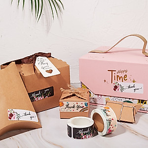 BEEFLYING 5 Rolls Thank You Adhesive Labels Roll Stickers Paper Gift Tag Stickers Mixed Color for Party Presents Room Bottle Sticky Note Decorative