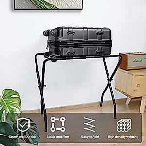 lovelybee Luggage Rack, Luggage Rack for Guest Room, Suitcase Stand, Steel Frame, Foldable, for Bedroom, Black