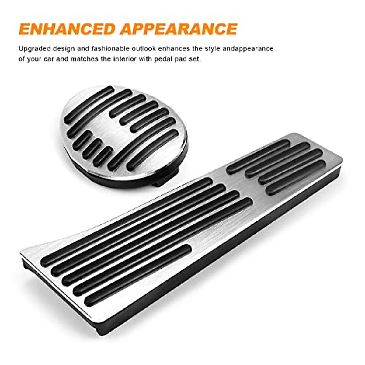 KVR Compatible for BMW Pedal Cover, No Drilling Aluminum Gas Brake Pedal Fit for 2014-2022 1 2 Series 2016-2022 X1 (F48, F49 Long) X2 (F39) Accelerator Pedal Pads, 2Pcs (Model #D)