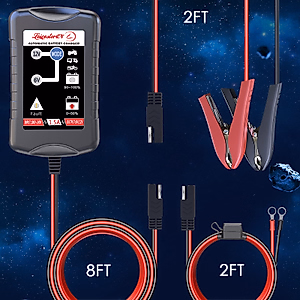 LST Trickle Battery Charger Automatic Maintainer 6V 12V Smart Float Charger for Automotive Car Motorcycle Lawn Mower Tractor SLA ATV AGM GEL CELL Lead Acid Batteries