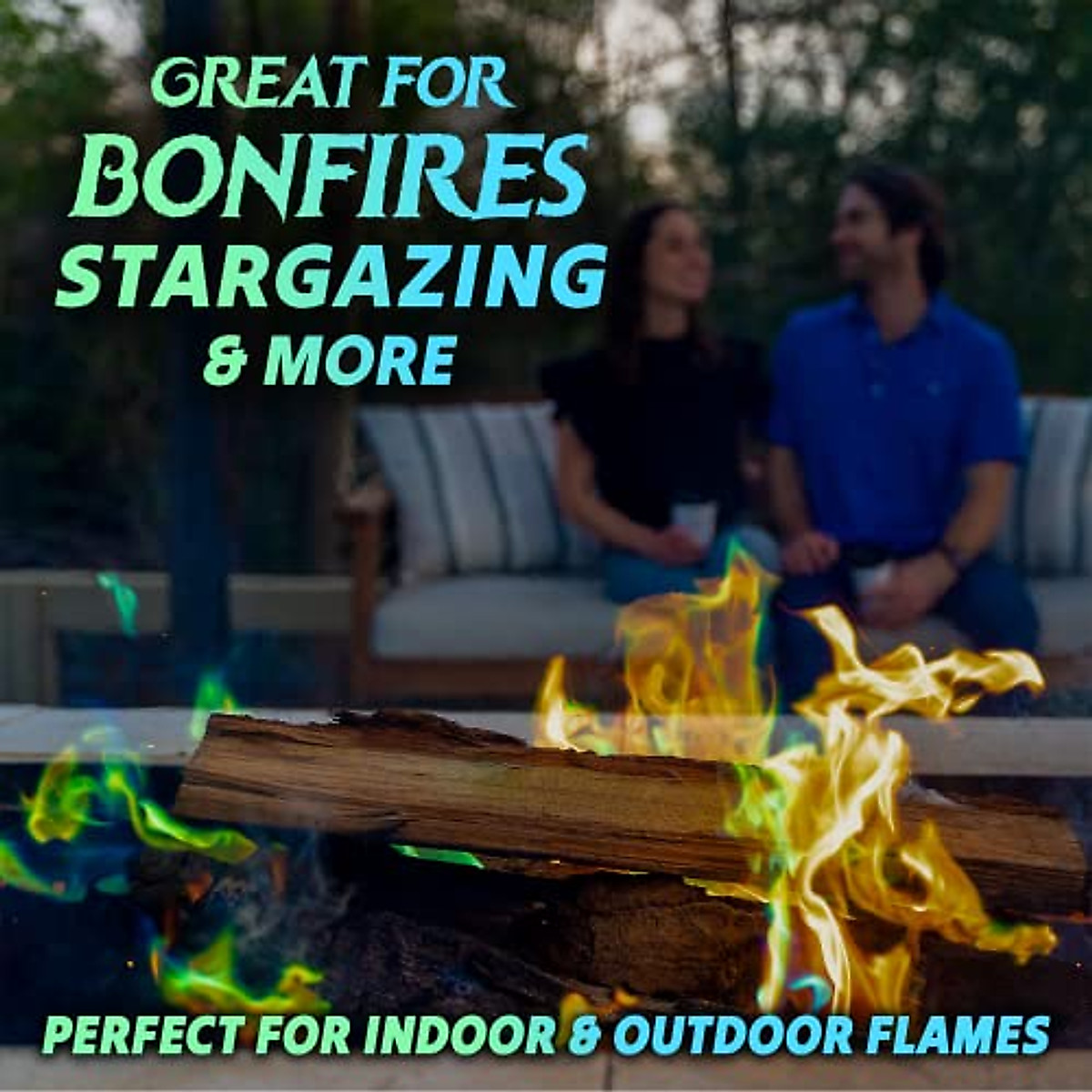 Enchanted Flames Pack of 25 Fire Changing Color Packets for Campfires, Fire Pits, and Outdoor Wood Fireplaces, Longer Lasting Burn Time, Safe and Non-Toxic
