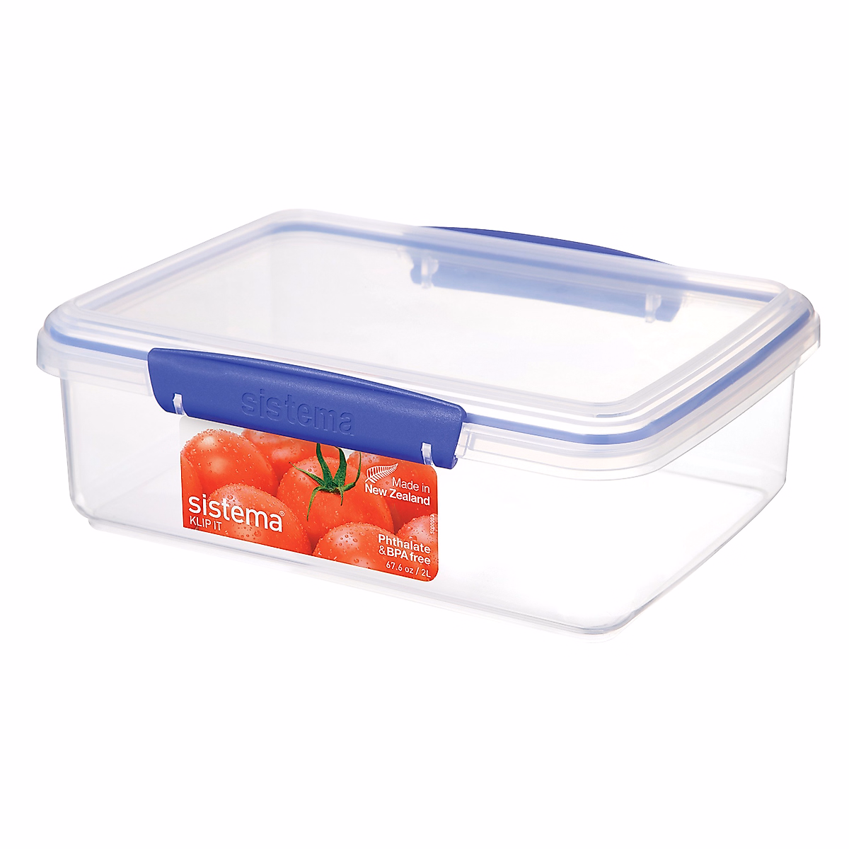Sistema KLIP IT Food Storage Container Clear with Blue Clips 2 Litre