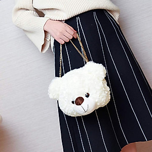Womens Cute Plush Crossbody Shoulder Bag Fluffy Chic Plush Wallet Purse Furry Handbag with Chain