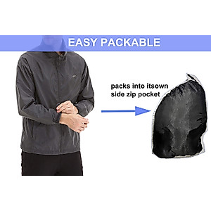 TRAILSIDE SUPPLY CO. Mens Windbreaker Jackets Lightweight Packable Jacket,Windproof and Dustproof Dark grey size 3XL