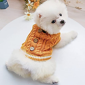 HOUKAI Small Dog Cat Knited Sweater Dog Jumper with Puppy Hoodie Winter Warm Clothes Apparel (Color : Yellow, Size : XL Code)