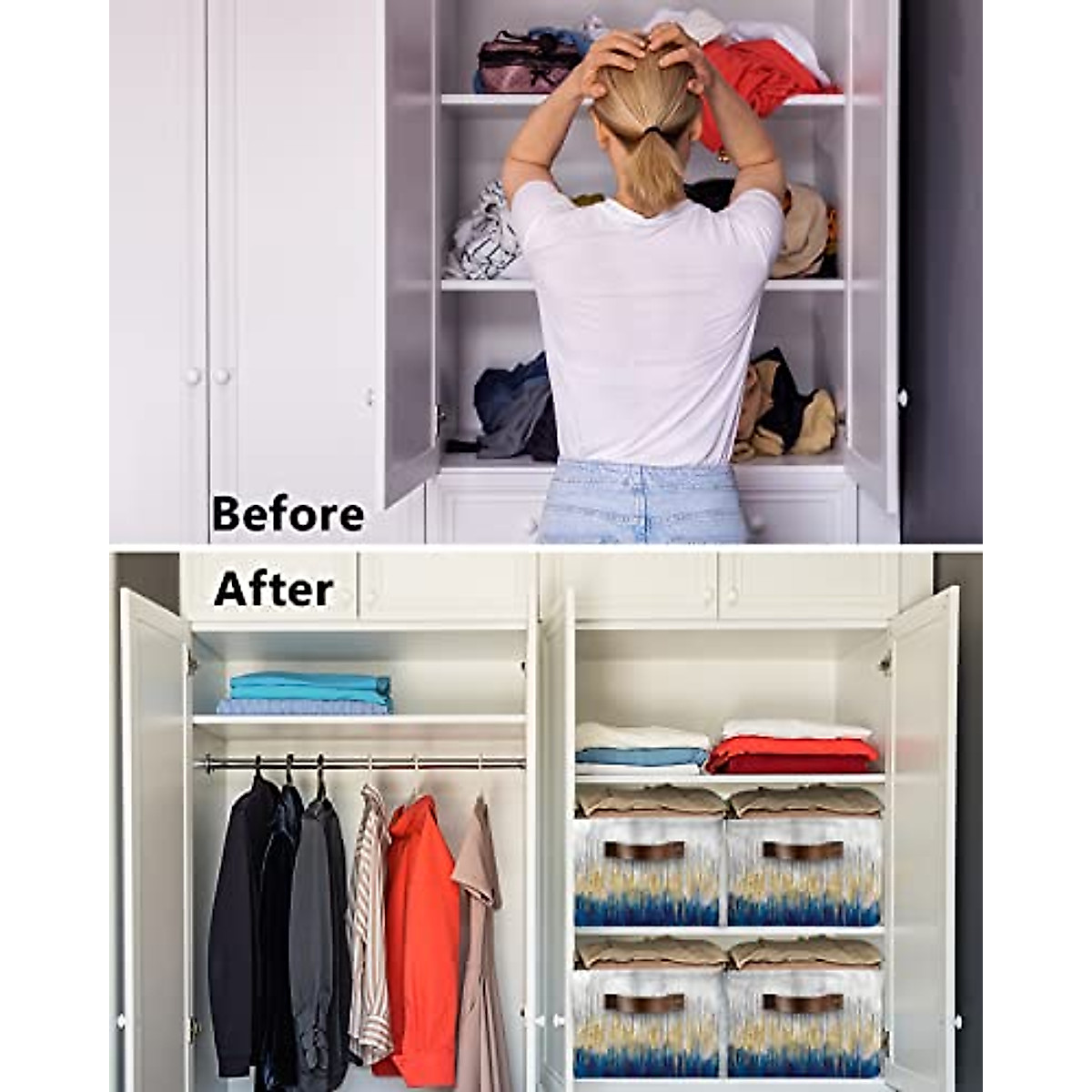 Storage Bins Large Storage Cubes 15x11x9.6 inch Abstract Blue and Golden Pattern Foldable Storage Basket for Shelves for Organizing Closet Shelf Nursery Toy