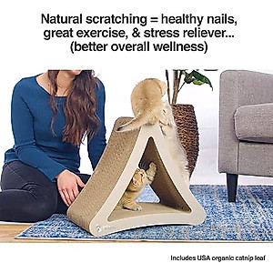 PetFusion 3-Sided Vertical Cat Scratching Post | Available in 18” & 24” | Multiple Angle Cat Scratching Pad, 6 Usable Sides. Scratch, Play, & Perch | 100% Recyclable Cardboard Cat Lounge. 1 Yr Warr