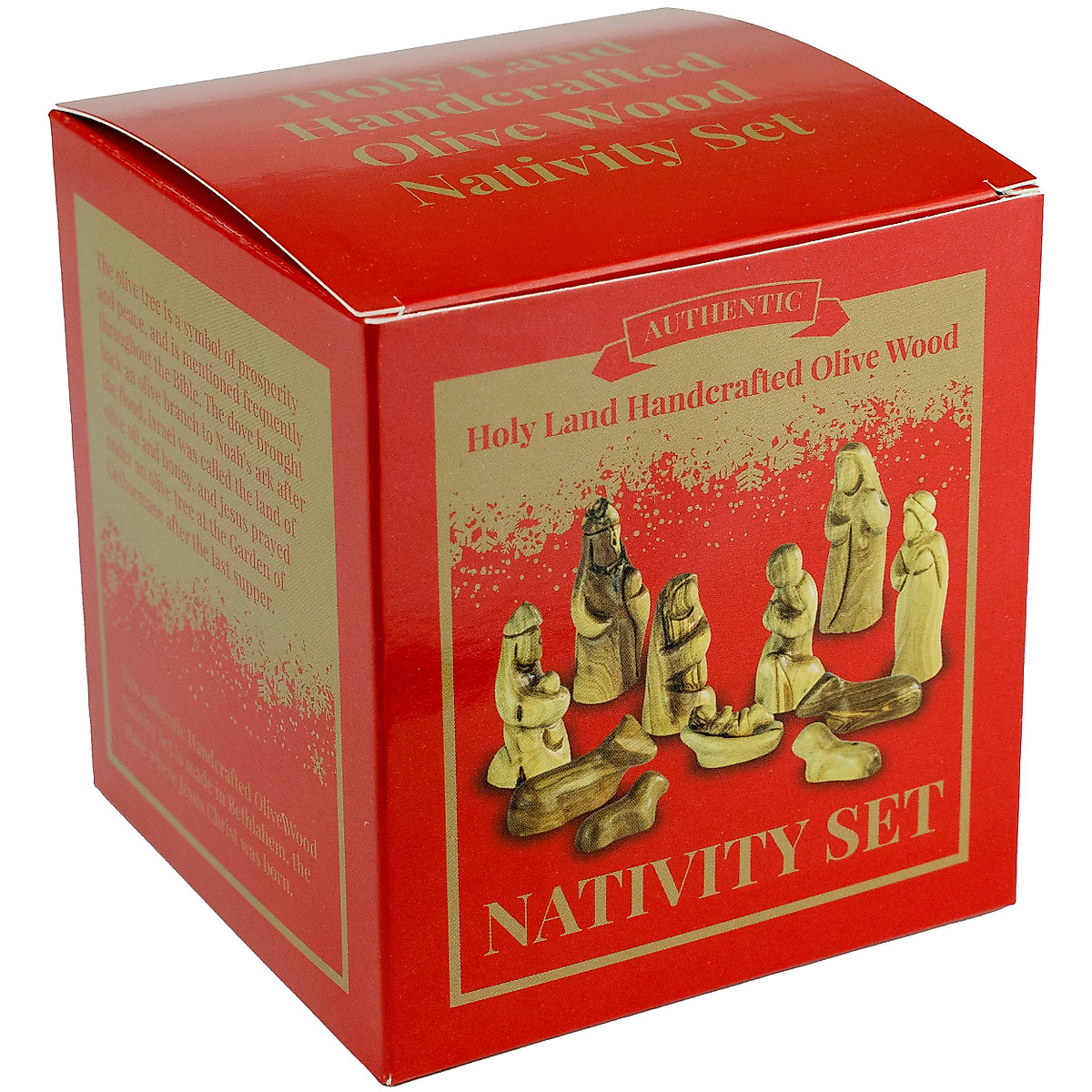 Holy Land Olive Wood Faceless Nativity Set from Israel, 12 Piece Unique Indoor Wooden Nativity Scene, Jesus Mary & Joseph Holy Family in the Manger Figurines, Seasonal Home Décor Accent for Christmas