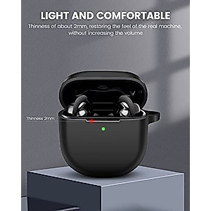 RISETECH Soft Silicone Case Compatible with Bose QuietComfort Earbuds II Case Cover 2022, Protective Charging Case with Keychain, Front LED Visible -Black
