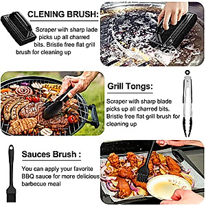 Griddle Accessories Kit,121PC Grill Griddle Accessories Set for Camp Chef, Professional Flat Top Griddle Accessories Tool Kit with Slotted Spatula, Scraper, Bottle, Tongs, Egg Ring (A)