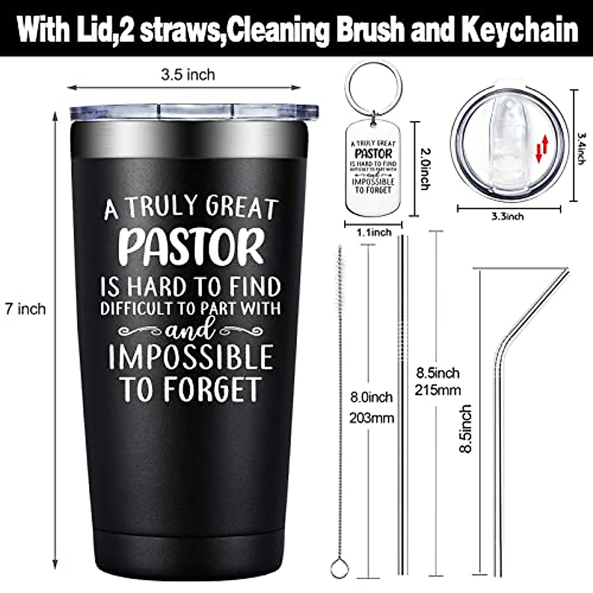 DOEARTE Pastor Gifts for Men Women - A Truly Great Pastor is Hard to Find - Pastor Appreciation Gifts - Funny Thank You, Birthday, Thanksgiving, Anniversary, Gift Ideas for Pastor - 20oz Tumbler