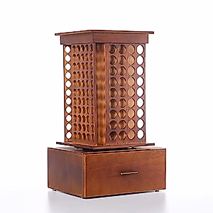 Oil Life - Premium Rotating Wooden Essential Oil Rack with Drawer | Aromatherapy Storage Solution for 182 Bottles | Display Holder for All 15ml Essential Oil Brands (Bottom Drawer Included)