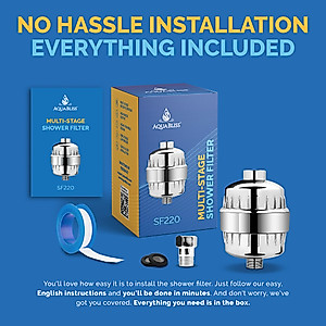 AquaBliss High Output Universal Shower Filter with Replaceable Multi-Stage Filter Cartridge – Transform Itching, Eczema & Acne into Glowing Hair, Nails & Skin Fast - Chrome (SF220)