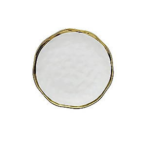 KOWMcp Dinner Plates Ceramic Plate Fruit Salad Dessert Christmas Plates Gold Plates Black Porcelain Dinner Sets Party Round Trays Decorative (Color : White Trumpet)