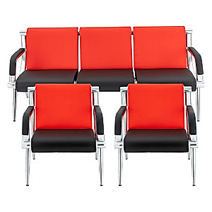Waiting Room Reception Bench,PU Furniture Guest Seating Lobby Conference Chairs with Armrest for Clinic Office Airport Barber Salon Bank,3 Seat,Guest Chair Reception Chair,Executive Chair Set of 2