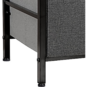 Oteymart Storage Drawers with 4 Drawers, Fabric Tower Organizer Unit for Bedroom,Living Room, Nurseries,Closet, Clothes, Steel Frame,Wood Top, Easy Pull Wood Handles Bins, Dark Gray