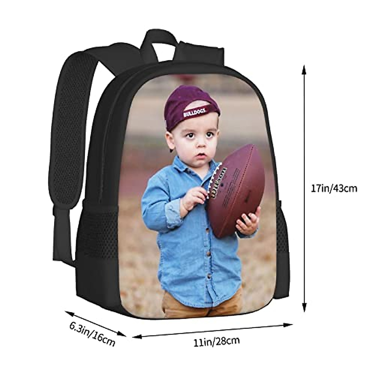 Exgunly Custom Backpack, Custom Personalized Text Picture Backpack, Customize Travel Backpack for Men Women,17In Casual Backpack, Black