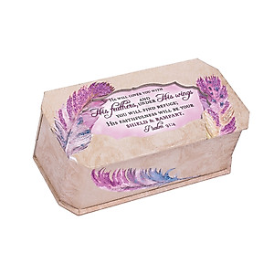 Cottage Garden Under His Wings Your Shield Watercolor Feathers Musical Box Plays Amazing Grace