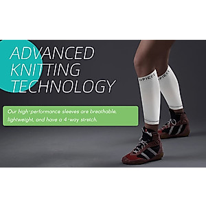 EVOPLECI 20-30mmHg Black Calf Compression Sleeve Men and Women Wide Calf Sleeve Brace Compression Socks for Leg Support Shin Splint Pain Relief (White, Small)