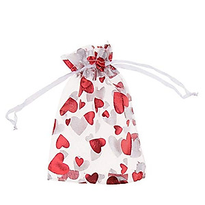 100pcs Love Heart Gift Bags Candy Bags Jewelry Packaging Wedding Gift Pouch Drawstring Bags for Valentine's Day Wedding Festival Party Supply