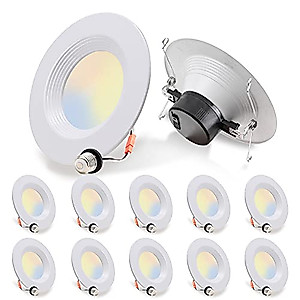 12 Pack 5/6 Inch 5CCT LED Recessed Downlight, Can Lights with Baffle Trim, Wet Rated, E26 Base, 10.5W=85W, CRI 90, Dimmable, Simple Retrofit Installation, Energy Star & ETL Listed