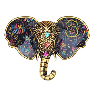 DUOWEI Metal Enamel Shiny Rhinestone Elephant Brooch Elegant Animals Pin Lapel Clothes Scarf Women Teens Jewelry Gift (Multicolor)