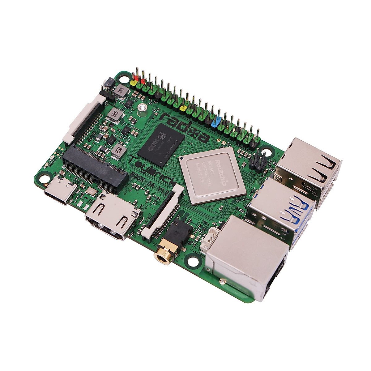 Rock 3A Rockchip RK3568 64bit Quad Core Based Single Board Computer for Edge Development (Rock 3A Kit 8GB RAM)