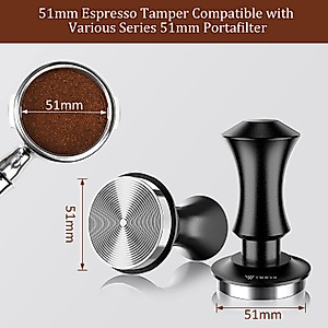 YMWVH Espresso Tamper 51mm,30lb Spring Loaded Tamper, Premium Barista Coffee Tamper with Calibrated Spring Loaded Flat Stainless Steel Base