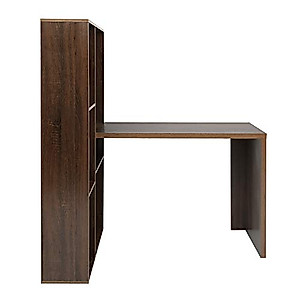 Haplized Modern Minimalist L-Shaped Office Computer Desk with 6-Tier Open Storage Shelf - Ideal for Office, Learning, and Gaming (Walnut)