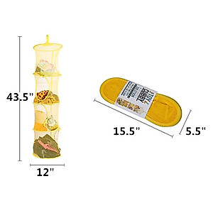 Leoyoubei 2 Pack Foldable Hanging Basket Organize The Suspension of Storage Items, Mesh Hanging Storage with 4 Compartments,Organizing Children's Toys,Shawls,Hats and Mittens,43.5” x 12” Gray
