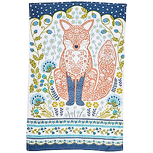 Ulster Weavers Tea Towel Cotton, Durable & Machine Washable, Eco-Friendly Design, Ideal Size, Animal Theme, Woodland Fox, Green