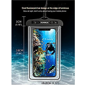 2-Pack Waterproof Phone Pouch, Universal Waterproof Phone Case, IPX8 Dry Bag Underwater with Lanyard for iPhone 13 12 11 Pro Max Samsung S21 S10 etc. up to 7.5 inch (Fluorescent Black)
