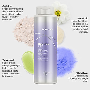 Joico Blonde Life Violet Conditioner | For Cool & Bright Blonde Hair | Neutralize Brassy Tones | Banish Yellow Tones | Boost Shine | Sulfate Free | With Monoi & Tamanu Oil | 33.8 Fl Oz