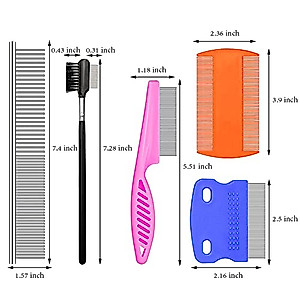 SKYPIA 5 Pcs Dog Comb Tear Stain Remover for Dogs Flea Comb Dog Combs for Grooming Small Dogs Flea Comb for Cats Dog Grooming Kit Pet Combs Small Dog Combs