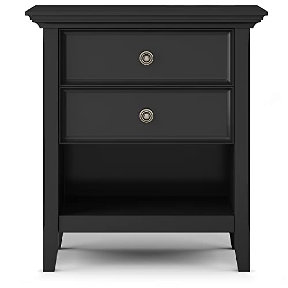 SIMPLIHOME Amherst SOLID WOOD 24 Inch Wide Traditional Bedside Nightstand Table in Black, For the Living Room and Bedroom