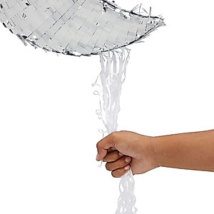 Juvale Pull String Moon Pinata for Twinkle Twinkle Little Star Birthday, Baby Shower Party Decorations (Silver Foil, 17x11x3 in)
