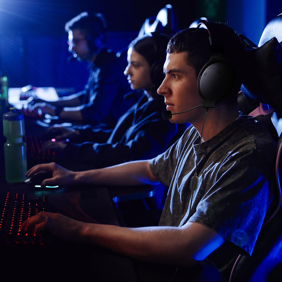 QC35 Boom Microphone Cable with 3.5mm Headset Splitter Adapter Compatible with Bose QuietComfort 35, QC35 II Headphones for PC, Laptop, PS4, PS5, Xbox One Controller