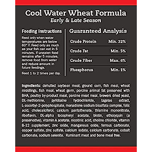 Blue Ridge Fish Food [5lb], Cool Water Wheat Formula Floating 3/16" Pellet, Koi and Goldfish