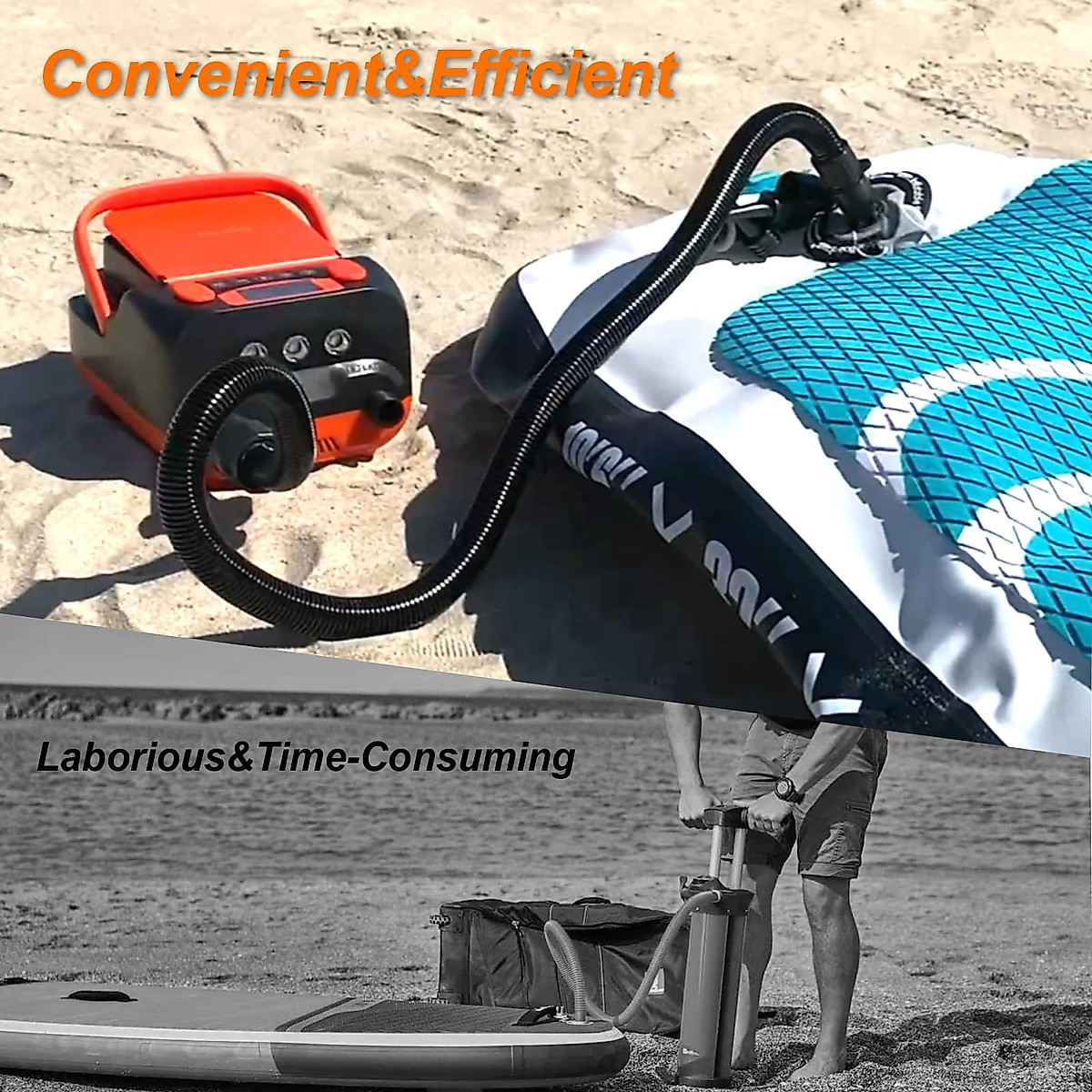 AGPTEK Electric Air Pump Digital 16PSI 12V Rechargeable SUP Electric Air Pump Compressor, Quick Air Inflator/Deflator, Portable Electric High Pressure Air Pump for Air Mattresses, Inflatable Boats