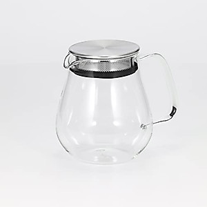 Kinto Stainless Unitea One Touch Teapot 720 Milliliter (24.35 Fl. Oz.) - Heat-resistant Glass Teapot with Stainless Steel Strainer in Lid (Japan Import)