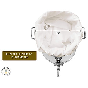 (XL 22in x 26in) Organic Cotton Brew In A Bag - Designed in CA - Reusable Home Brewing Strainer Bag with EasyOpen Drawstring to Boil and Strain Hops, Apple Cider, Commercial Cold Brew Coffee Filter