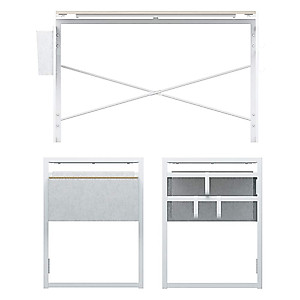 JSB Folding Computer Desk with Cloth Bag Hook, No-Assembly PC Desk Modern Small Work Table Laptop Writing Desk for Home Office (35.43” x 17.7” x 29.53”, White & Cloth Bag)