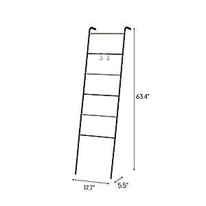 IRIS USA Clothing Rack, Blanket or Garment Ladder, Easy to Assemble, Standing Metal Sturdy Garment Rack, Small Space Storage Solution, Modern Versatile Design, Long-Term Durability, Ladder, Black