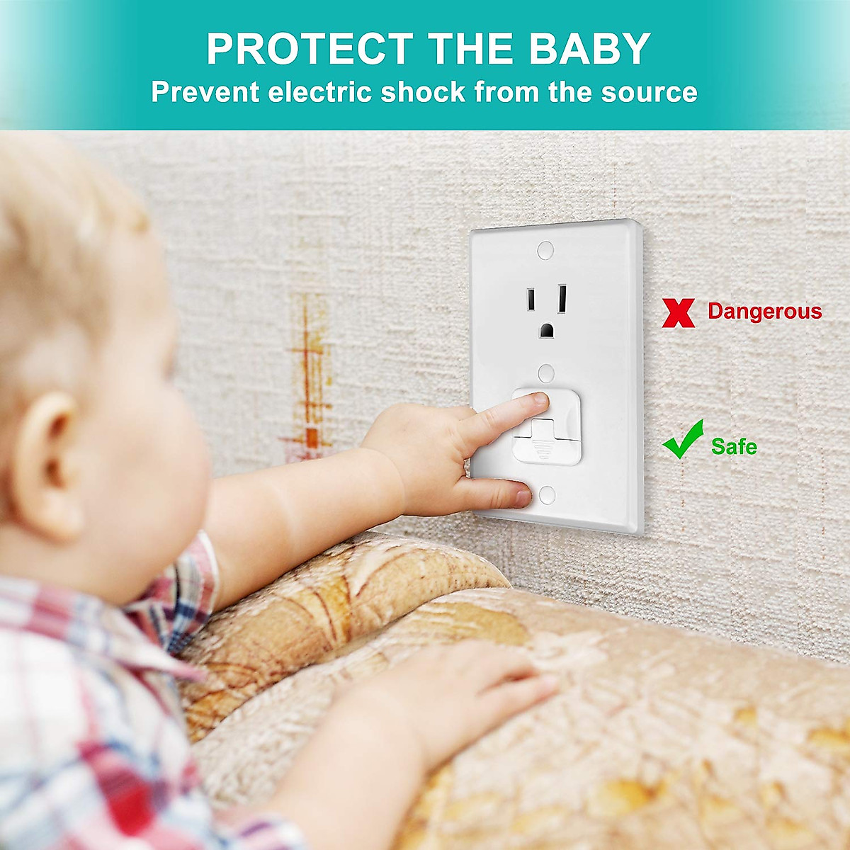 Outlet Covers Baby Proofing (40 Pack) with Hidden Pull Handle Outlet Plug Covers Prevent Electric Shock Hazard Outlet Protector Difficult for Kids to Remove Child Proof Outlet Covers Outlet Cap